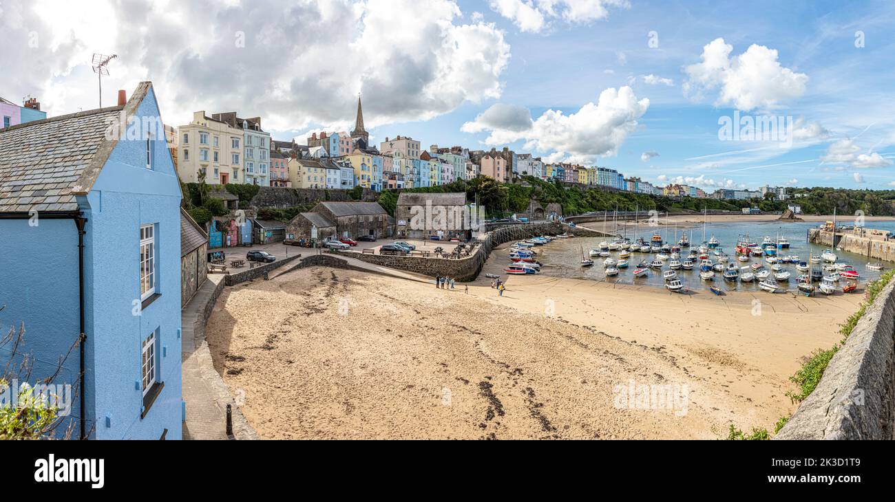Tenby Harbour Panorama, Pembrokeshire, Wales. Tenby (Welsh: Dinbych-y ...