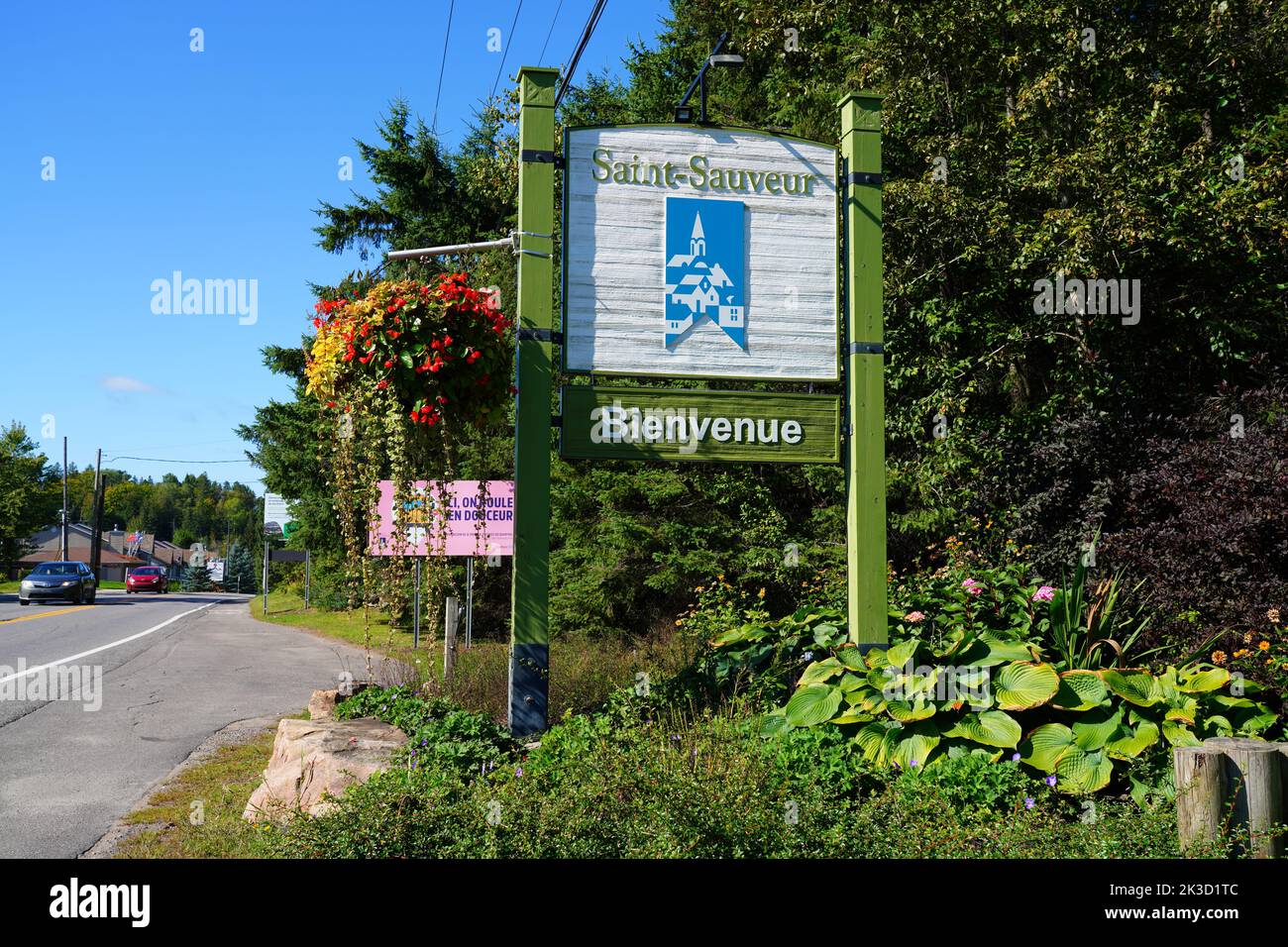 SAINT-SAUVEUR, CANADA -15 SEP 2022- View of the village of Saint ...