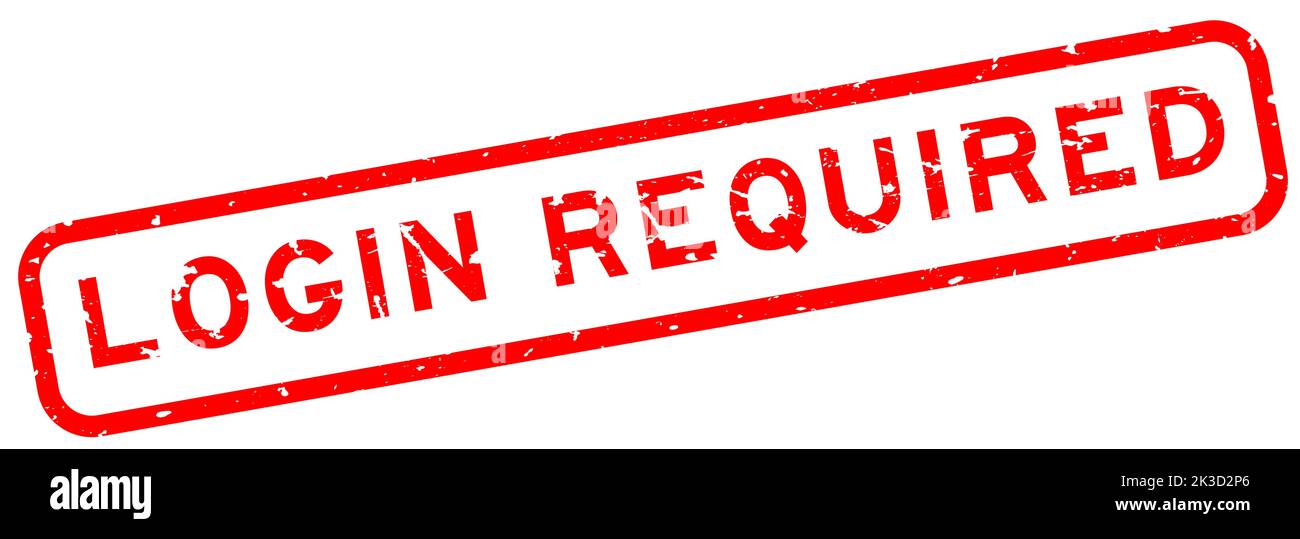 Grunge red login required word square rubber seal stamp on white ...