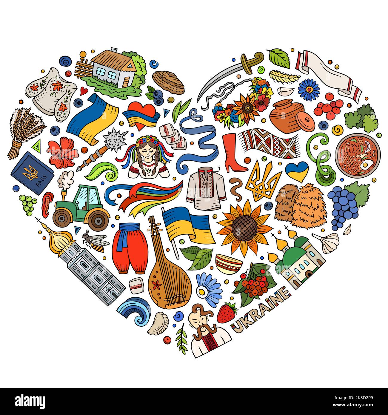 Set of Ukraine cartoon doodle objects, symbols and items Stock Vector ...