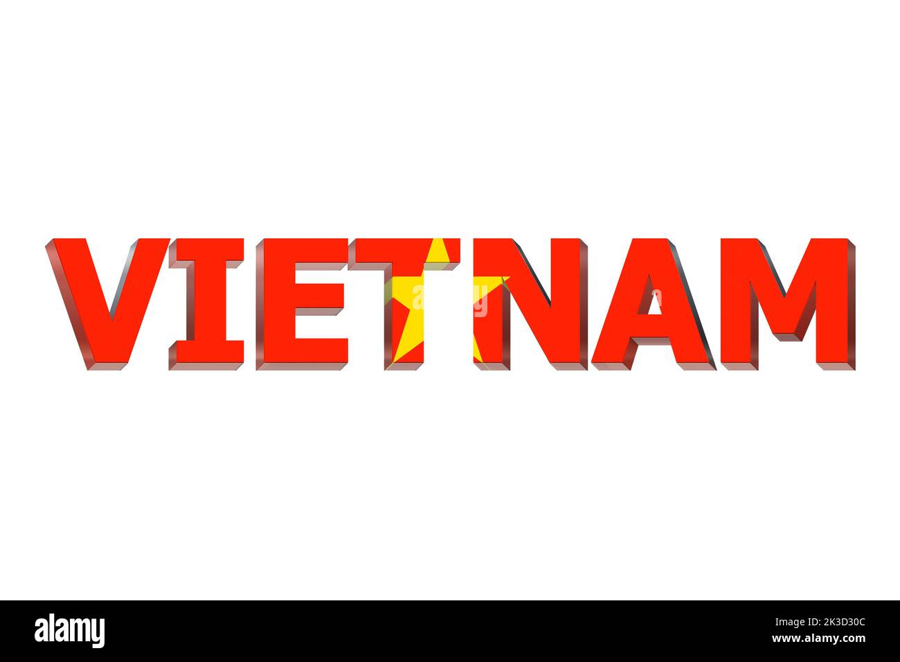The Vietnam flag on the "Vietnam" text isolated on white background ...