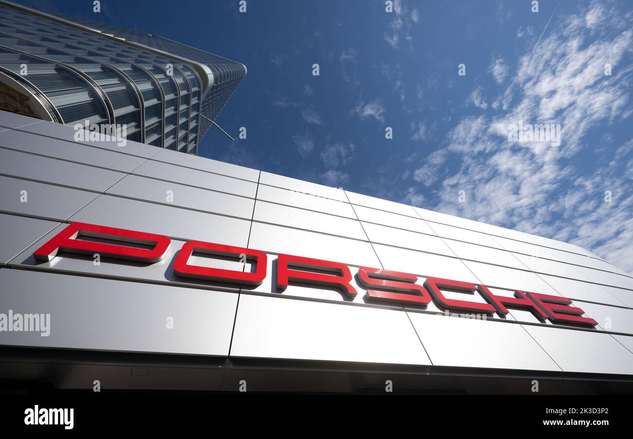 Stuttgart, Germany. 26th Sep, 2022. The Porsche carmaker's lettering ...