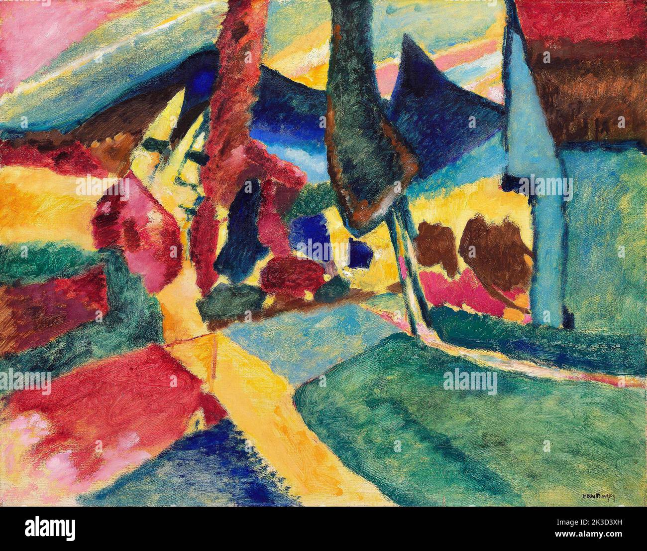 Landscape with Two Poplars (1912) high resolution painting by Wassily ...