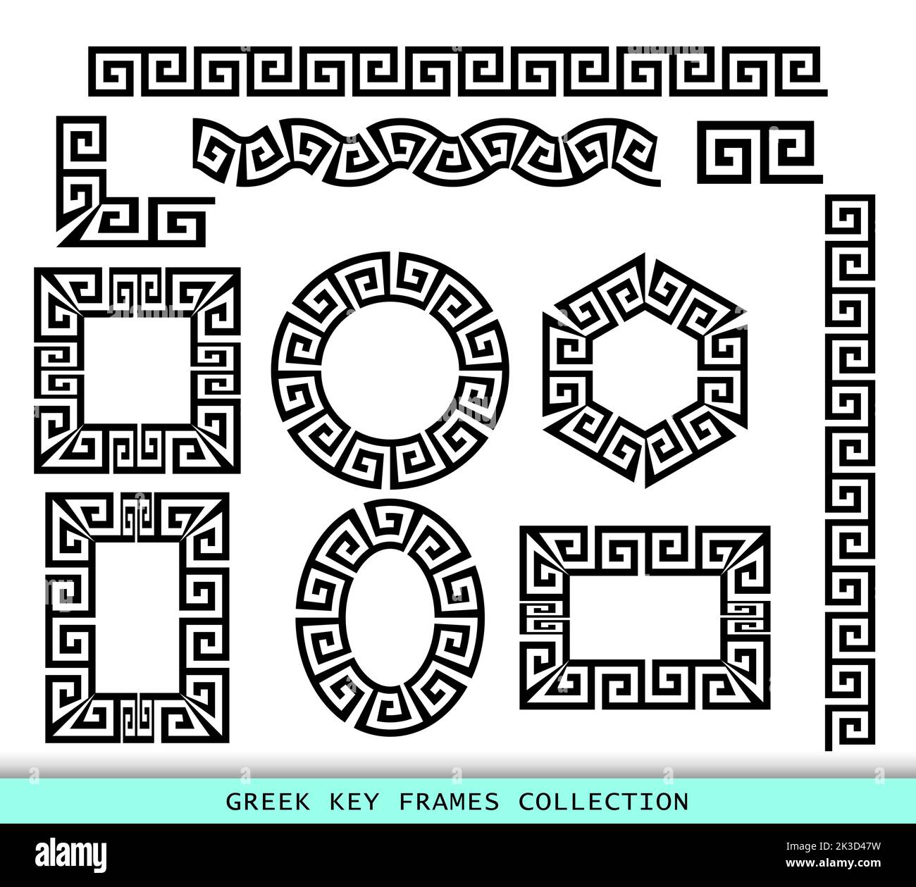 Ancient Greek black frames patterns collection, set of antique borders ...