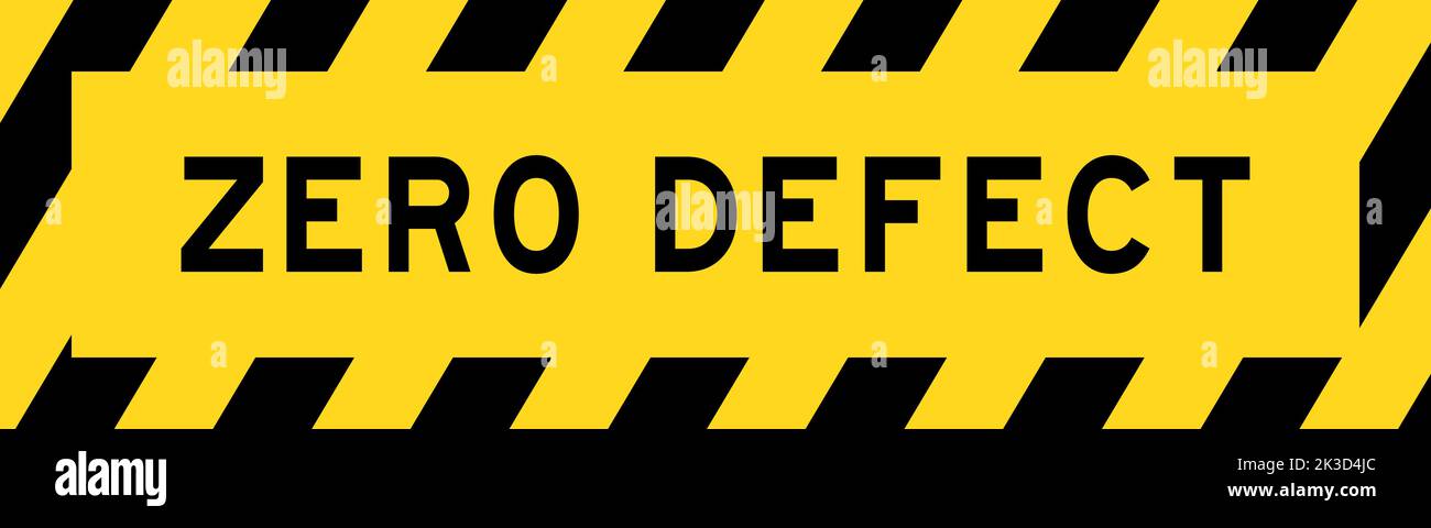 Yellow and black color with line striped label banner with word zero ...