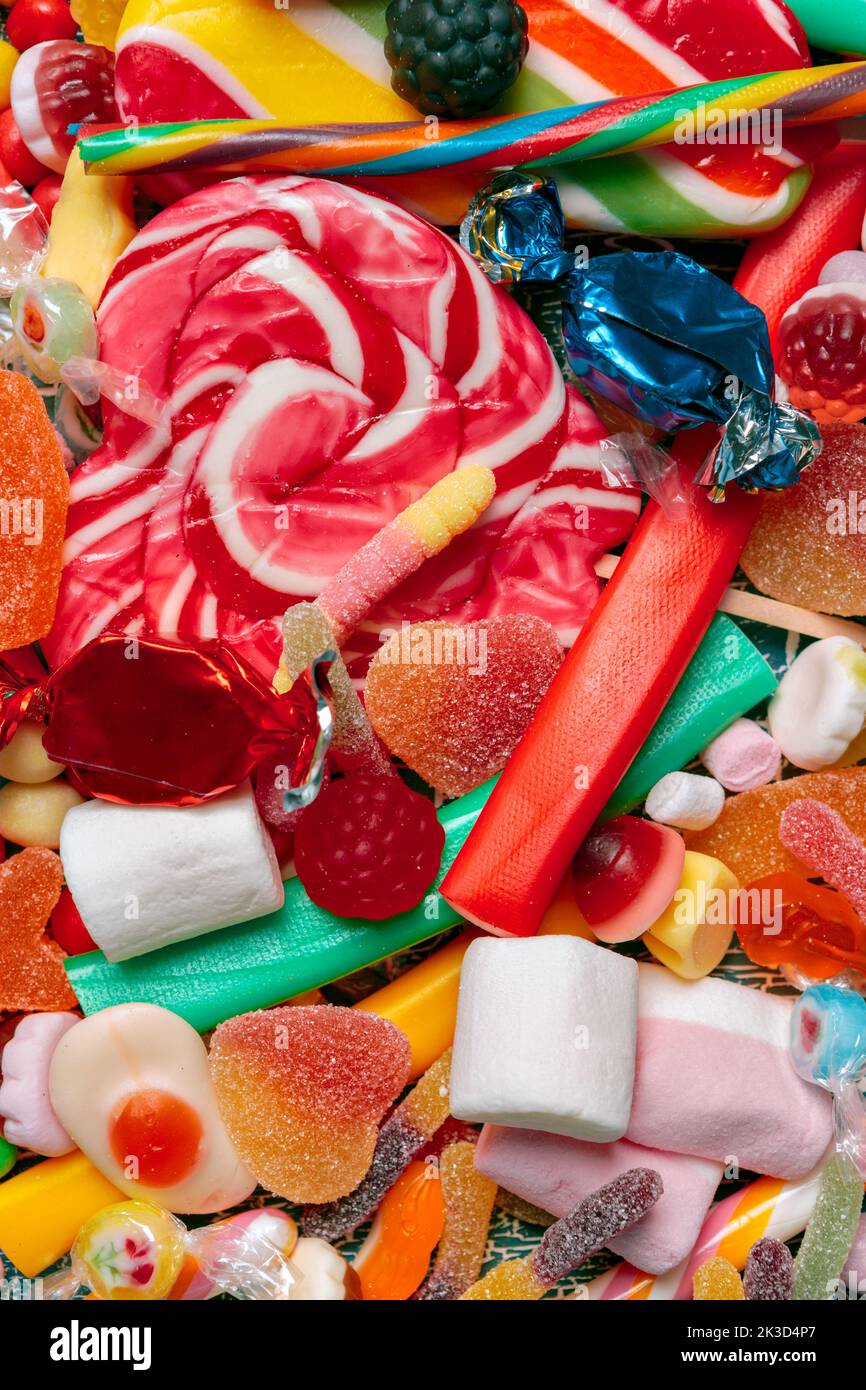 Different colorful fruit candy Stock Photo - Alamy
