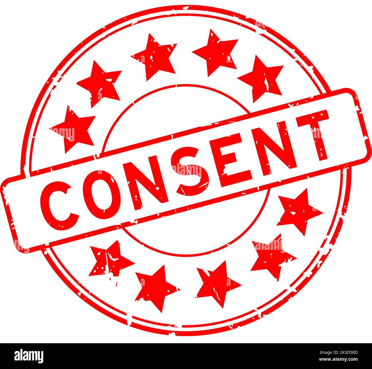 Grunge red consent word with star icon round rubber seal stamp on white background Stock Vector ...