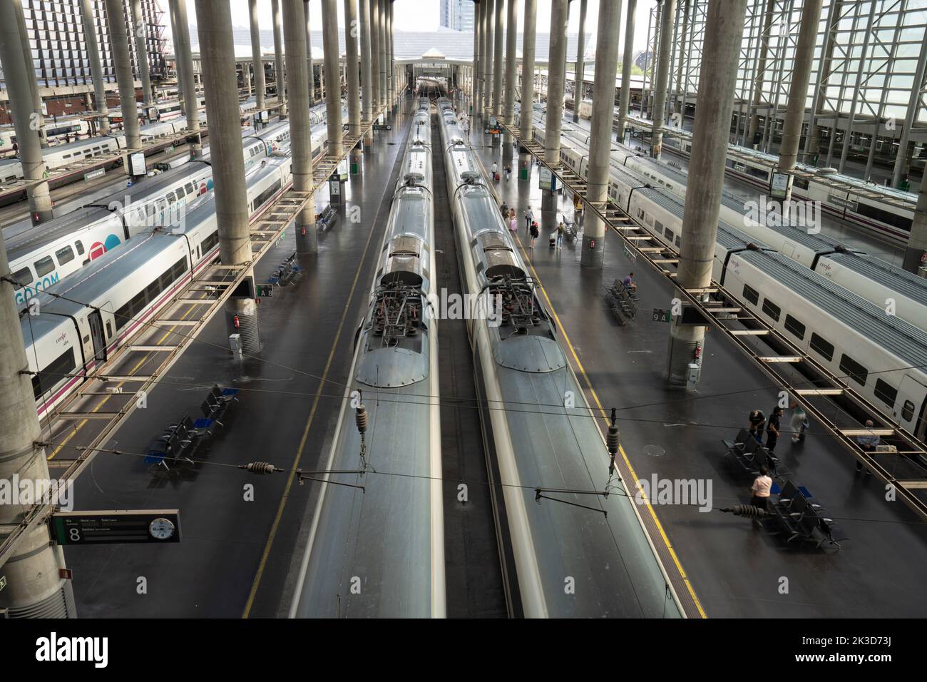 Madrid, Spain, September 2022. Panoramic view of the trains on the ...