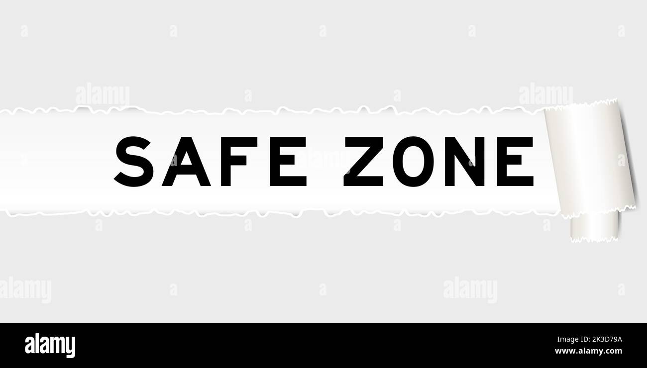 Ripped gray paper background that have word safe zone under torn part ...
