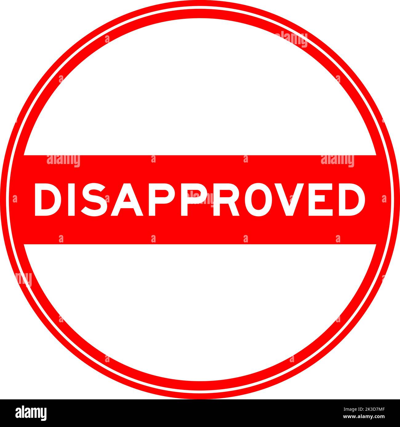 Red color round seal sticker in word disapproved on white background ...