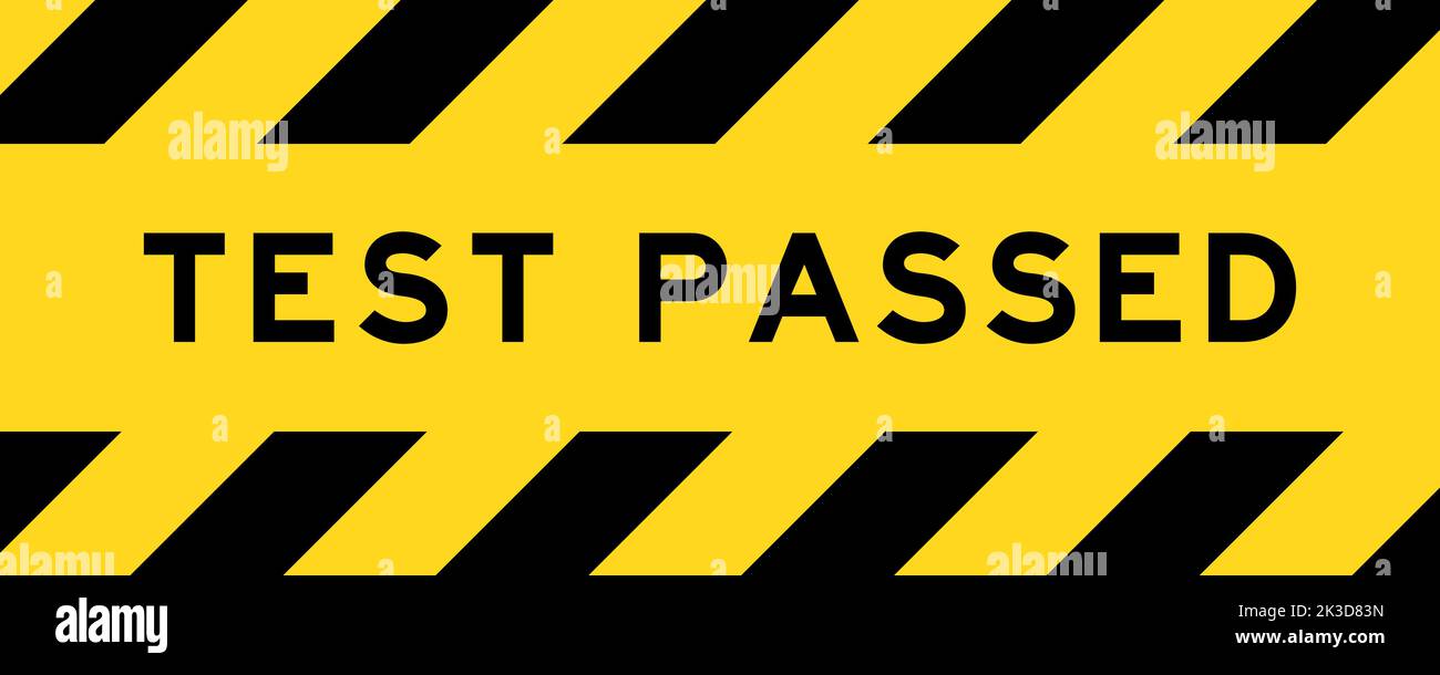 Yellow and black color with line striped label banner with word test ...
