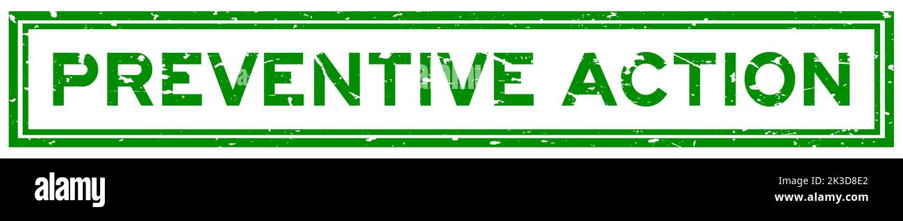 Grunge green preventive action word sqaure rubber seal stamp on white ...