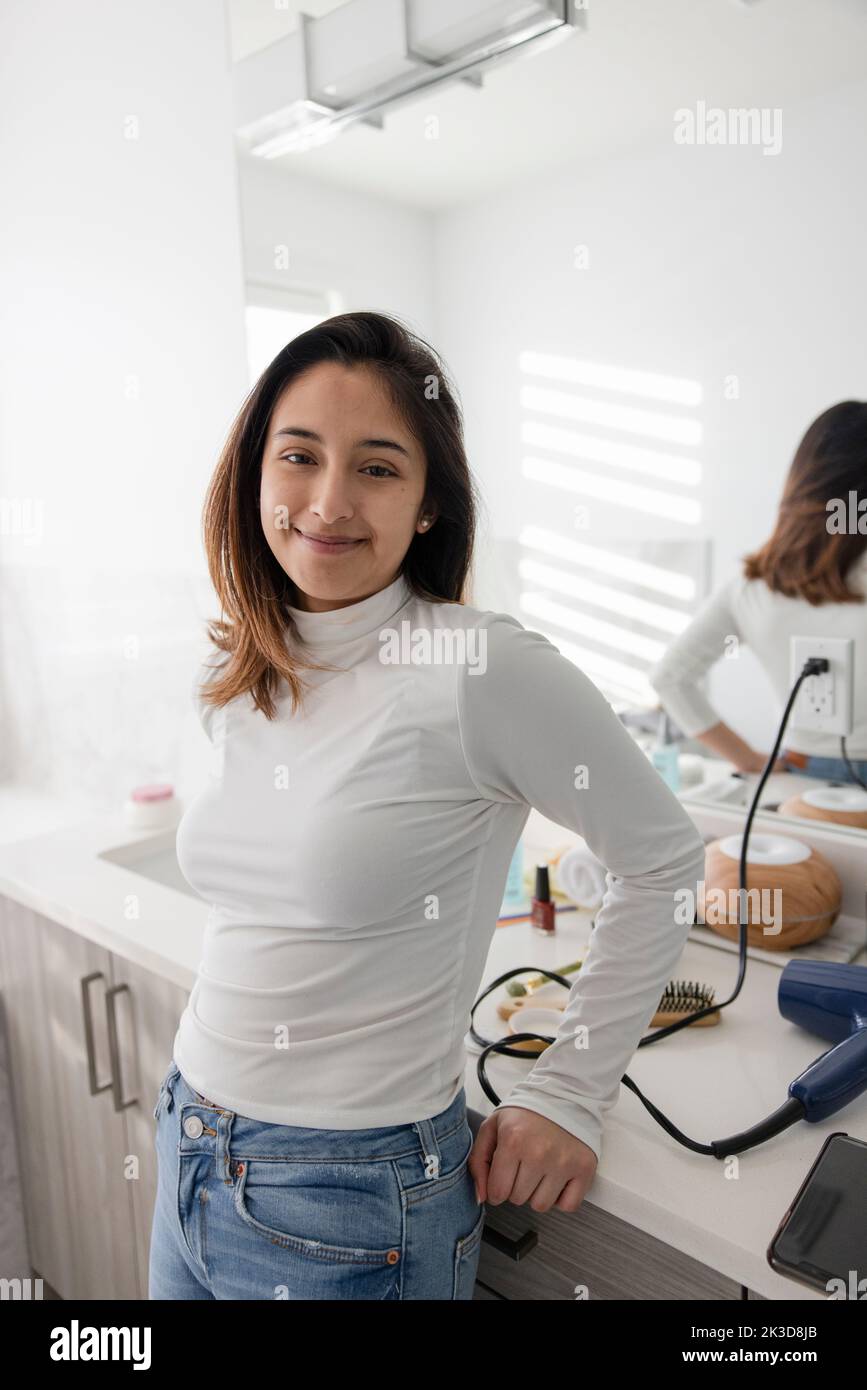 Beautiful woman in morning bathroom hi-res stock photography and images - Alamy
