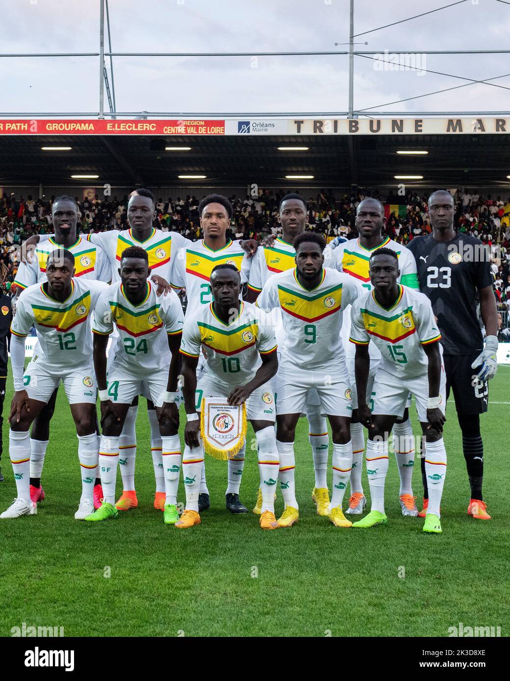 ORLEANS, FRANCE - SEPTEMBER 24: Senegal pre match team photo, from top right: Pathe Ciss, Pape ...
