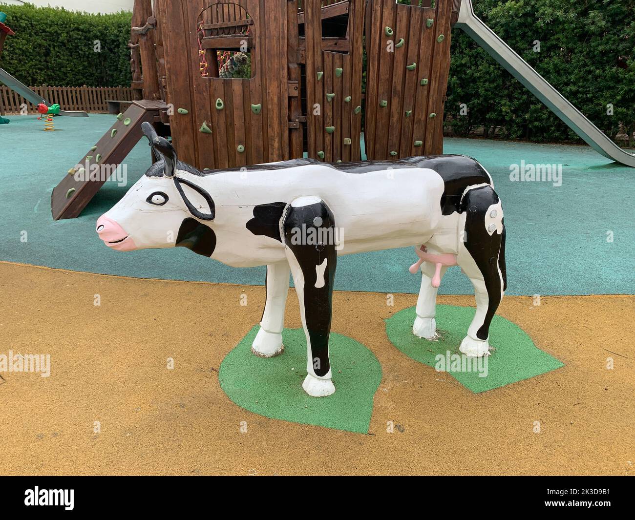 A black and white cow equipment at the playground Stock Photo - Alamy