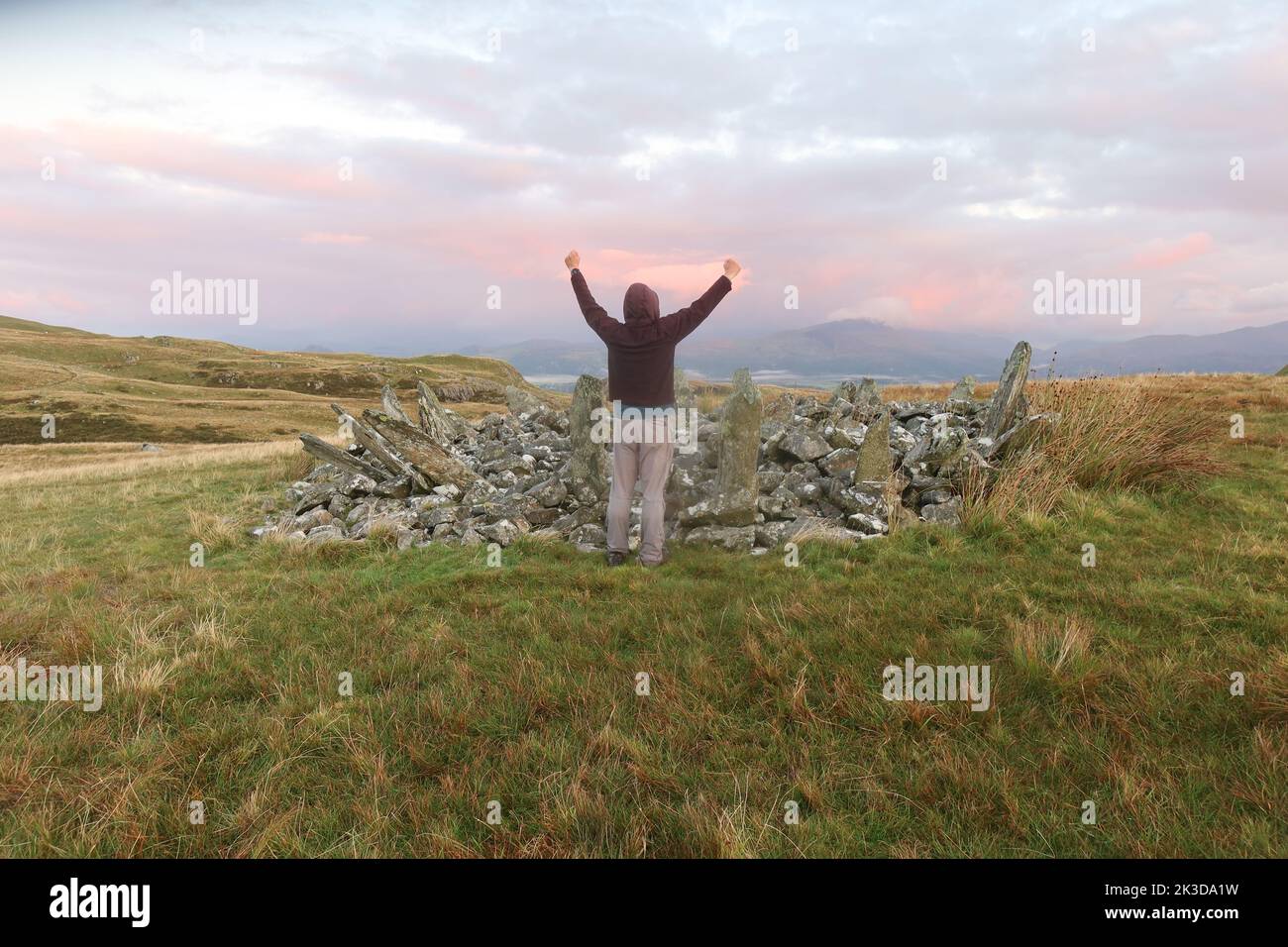 Autumn equinox at Bryn Cader Faner Cairn Circle. Snowdonia National ...