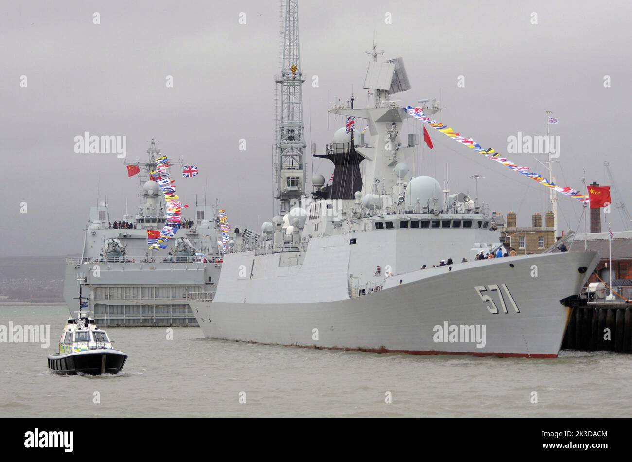 Chinese frigate Yun Cheng and Assault ship Chang Bai Shan in Portsmouth ...