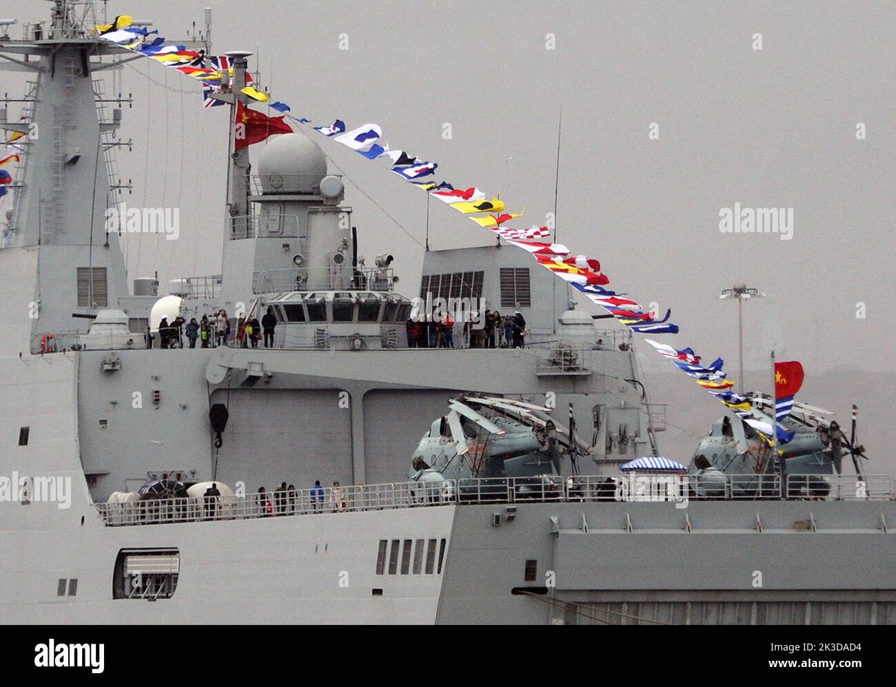 Chinese Assault ship Chang Bai Shan in Portsmouth Harbour along with ...
