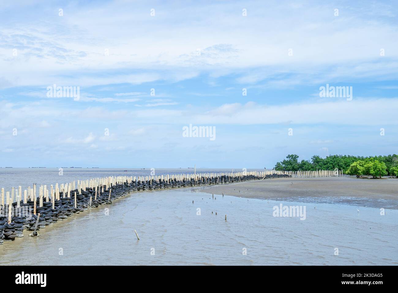 Man made wall by using rubber wheel as the wall to protect the ocean ...