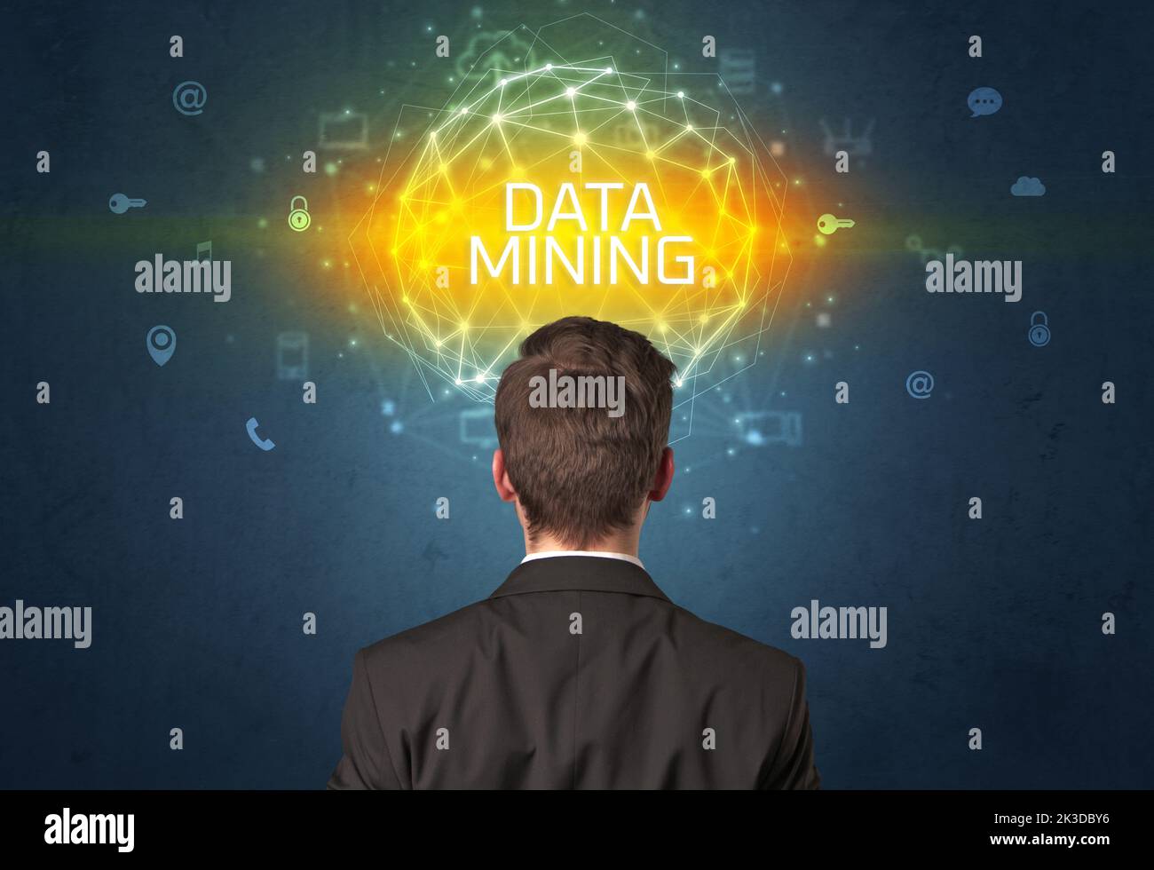 Rear view of a businessman, online security concept Stock Photo - Alamy