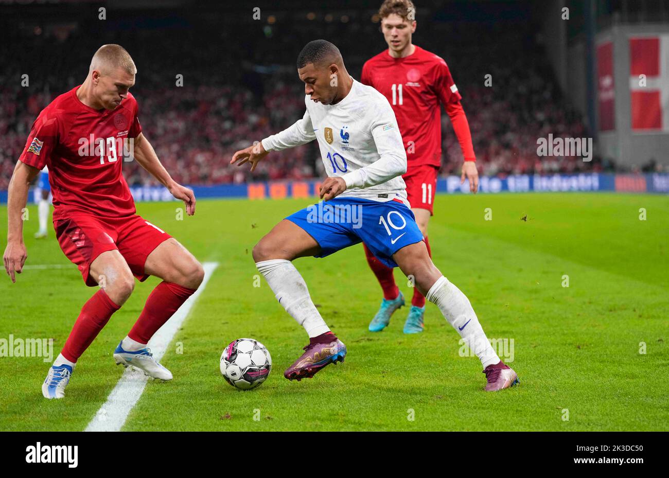 Parken, Copenhagen, Denmark. 25th Sep, 2022. Kylian Mbappé (France) and ...