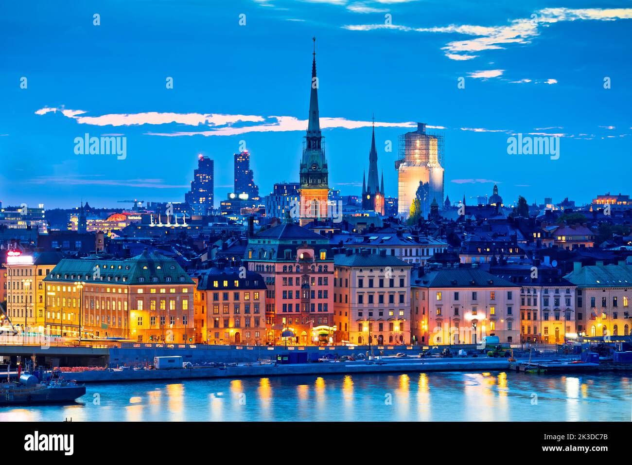 Stockholm scenic rooftops and towers evening panorama, capital of ...