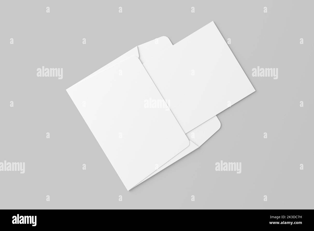 A4 A5 A6 Landscape Folded Invitation Card With Envelope 3D Rendering ...