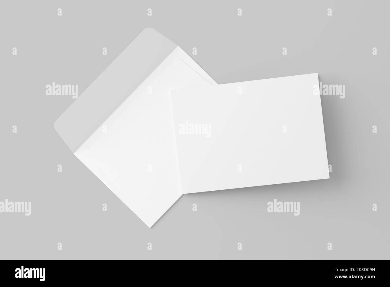 A4 A5 A6 Landscape Folded Invitation Card With Envelope 3D Rendering ...