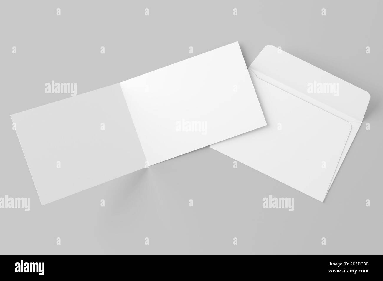 A4 A5 A6 Landscape Folded Invitation Card With Envelope 3D Rendering ...