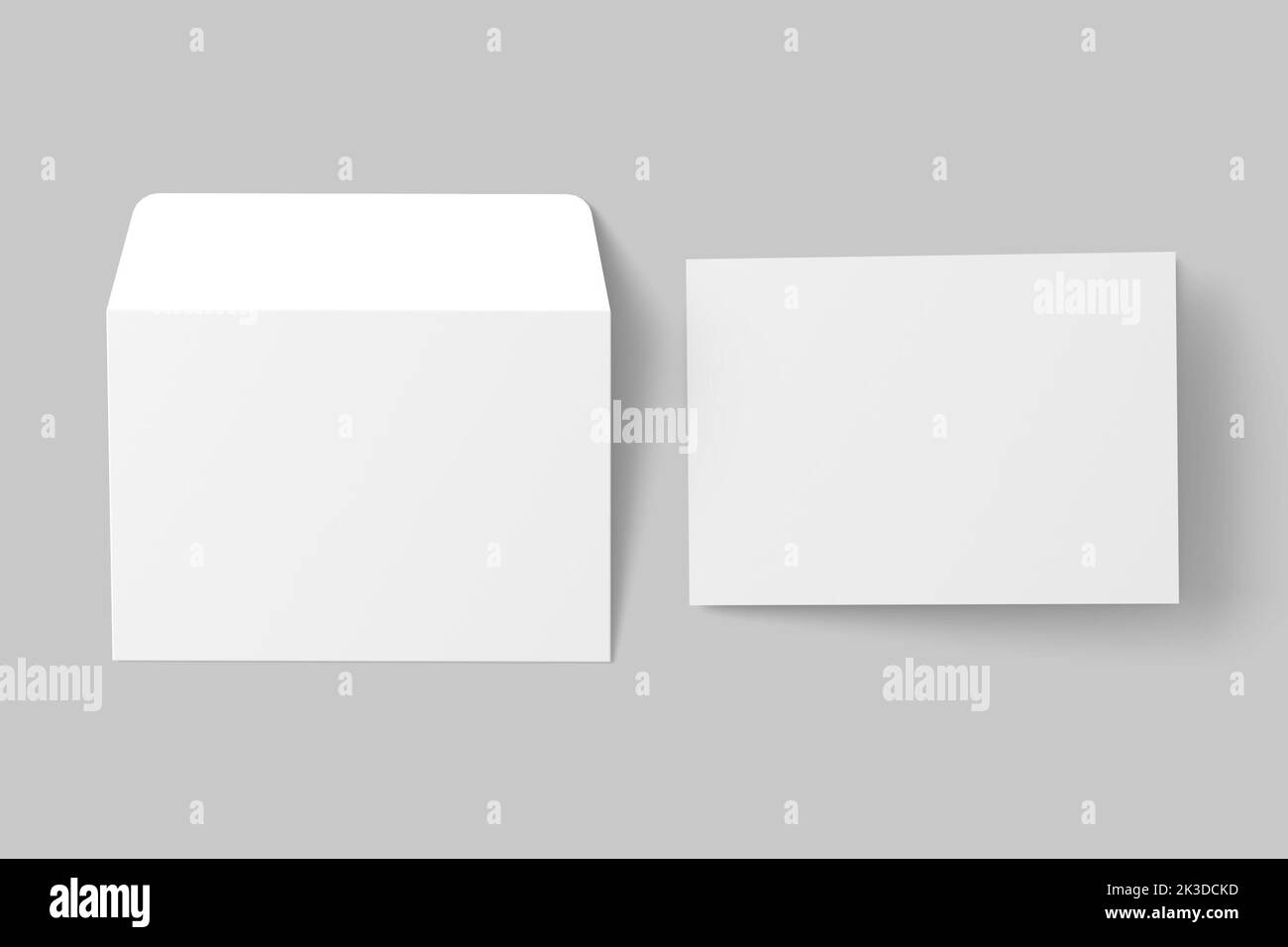 A4 A5 A6 Landscape Folded Invitation Card With Envelope 3D Rendering ...