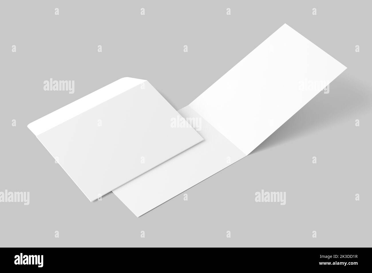 A4 A5 A6 Landscape Folded Invitation Card With Envelope 3D Rendering ...