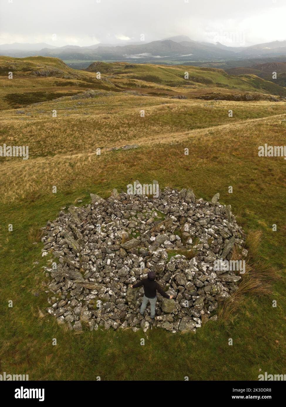 Autumn equinox at Bryn Cader Faner Cairn Circle. Snowdonia National ...