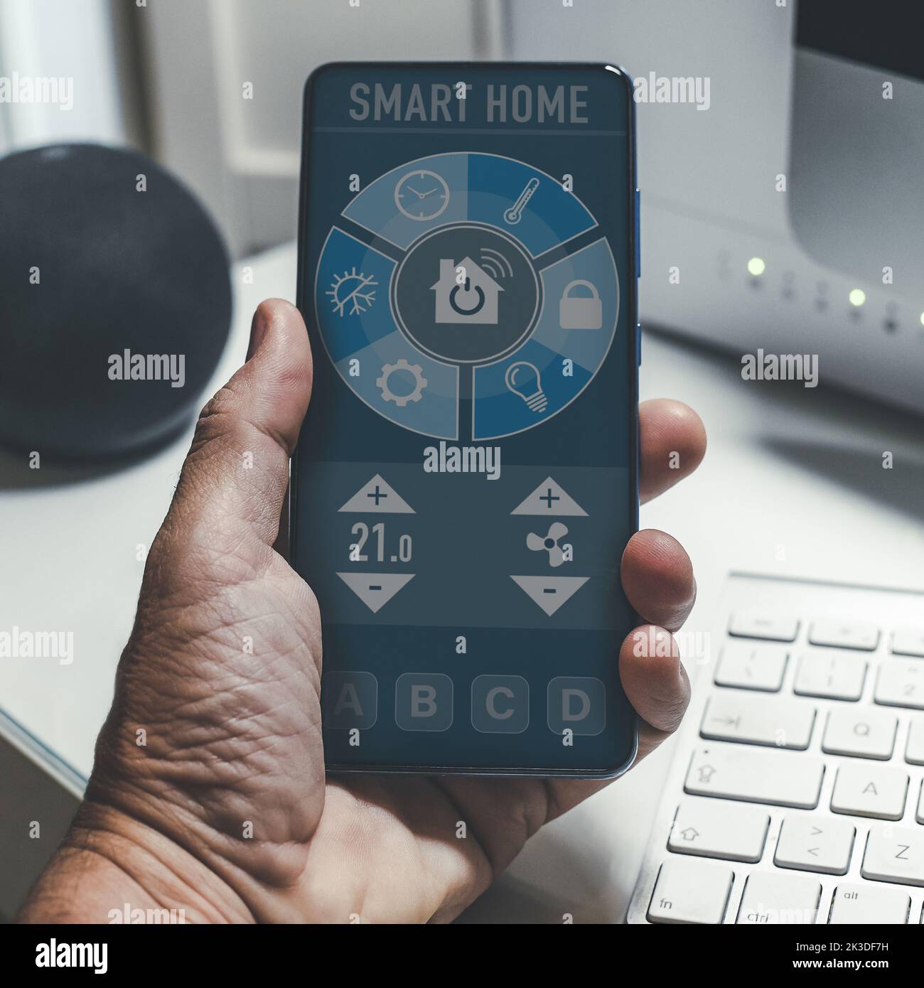 Smart home application on smartphone. Domotic, technology automation ...