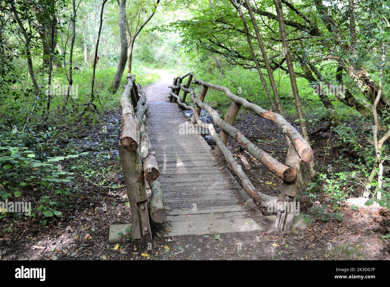 Sheffield Park Wooden Bridge over Stream Stock Photo - Alamy