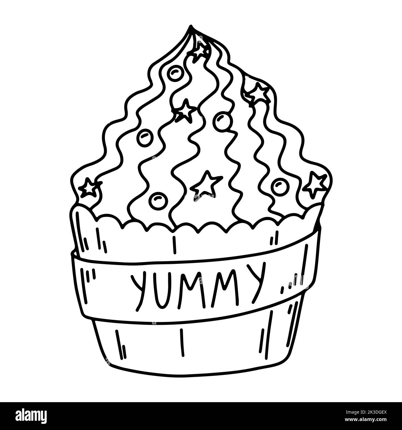 Cupcake in hand drawn doodle style. Yummy desert design. Vector ...