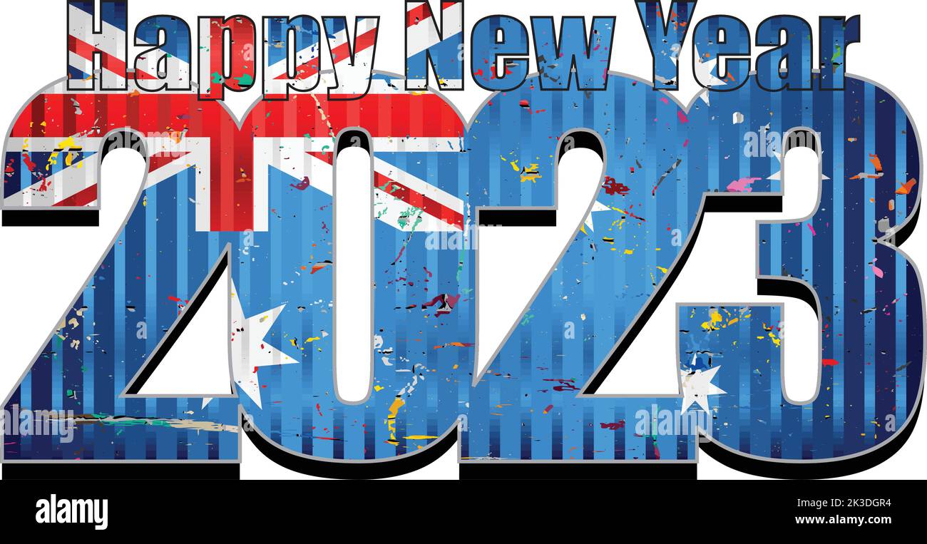 Happy New Year 2023 with Australia flag inside - Illustration, 2023 ...