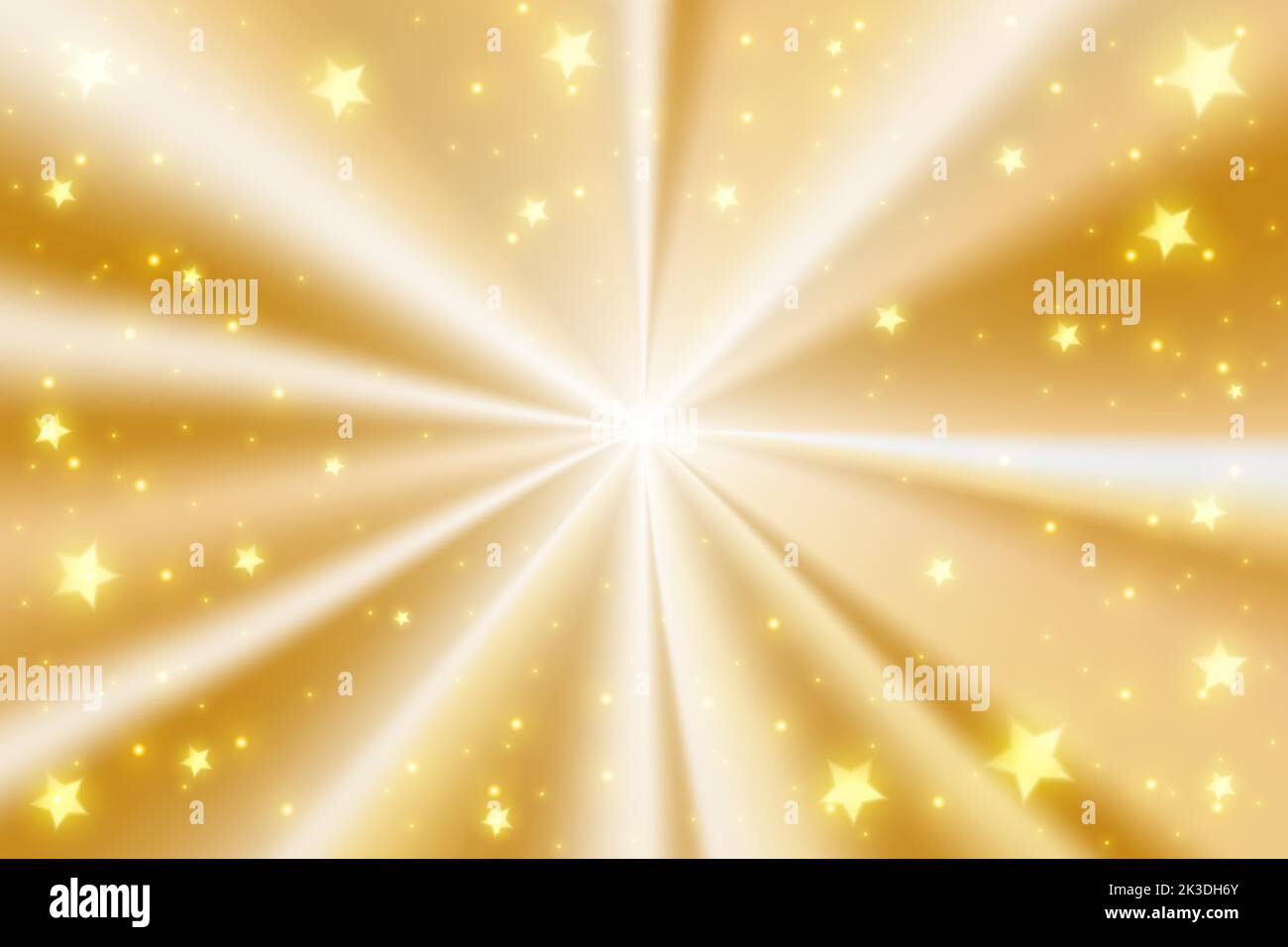 Golden radial foil gradient with stars and sparkles. Circle metal ...