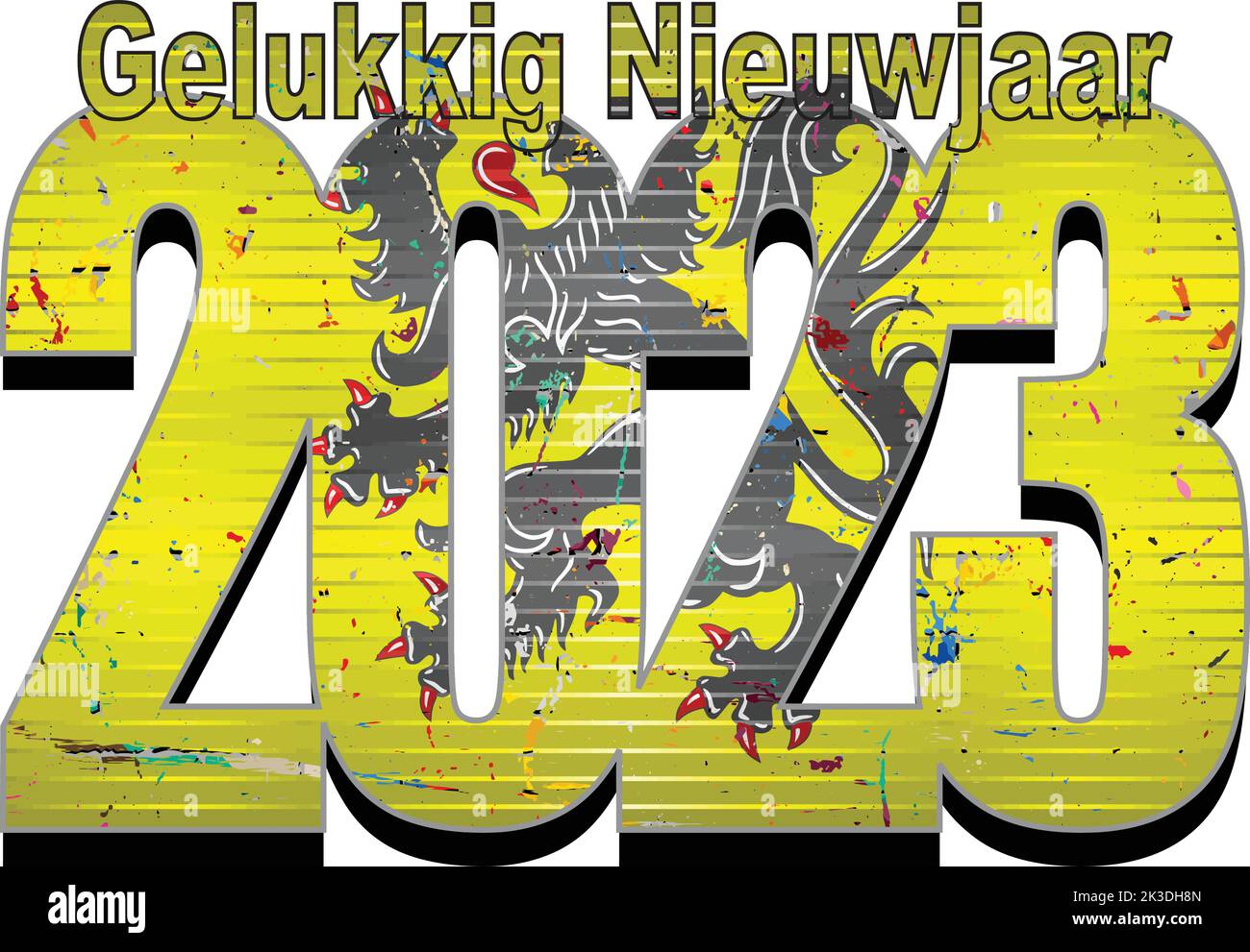 Happy New Year 2023 with Flanders flag inside - Illustration, 2023 ...