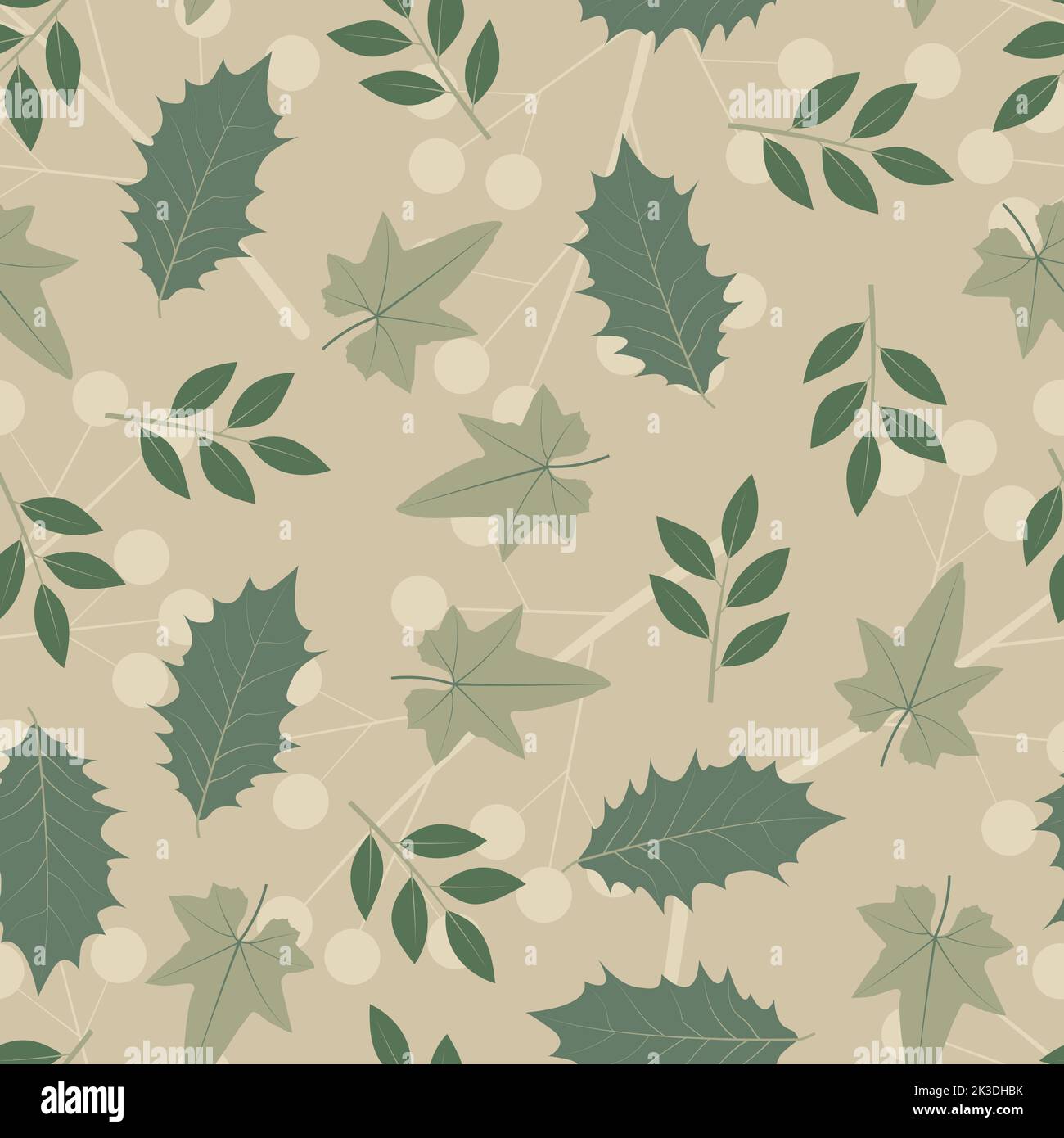 Trendy floral seamless pattern design of branches of leaves. Foliage ...