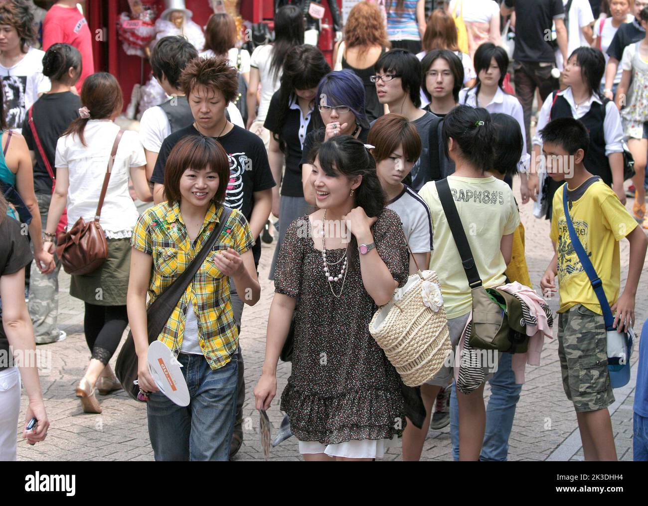 TOKYO,JAPAN-JULY 05: Unidentified Happy Young Girls in the crowd at the ...