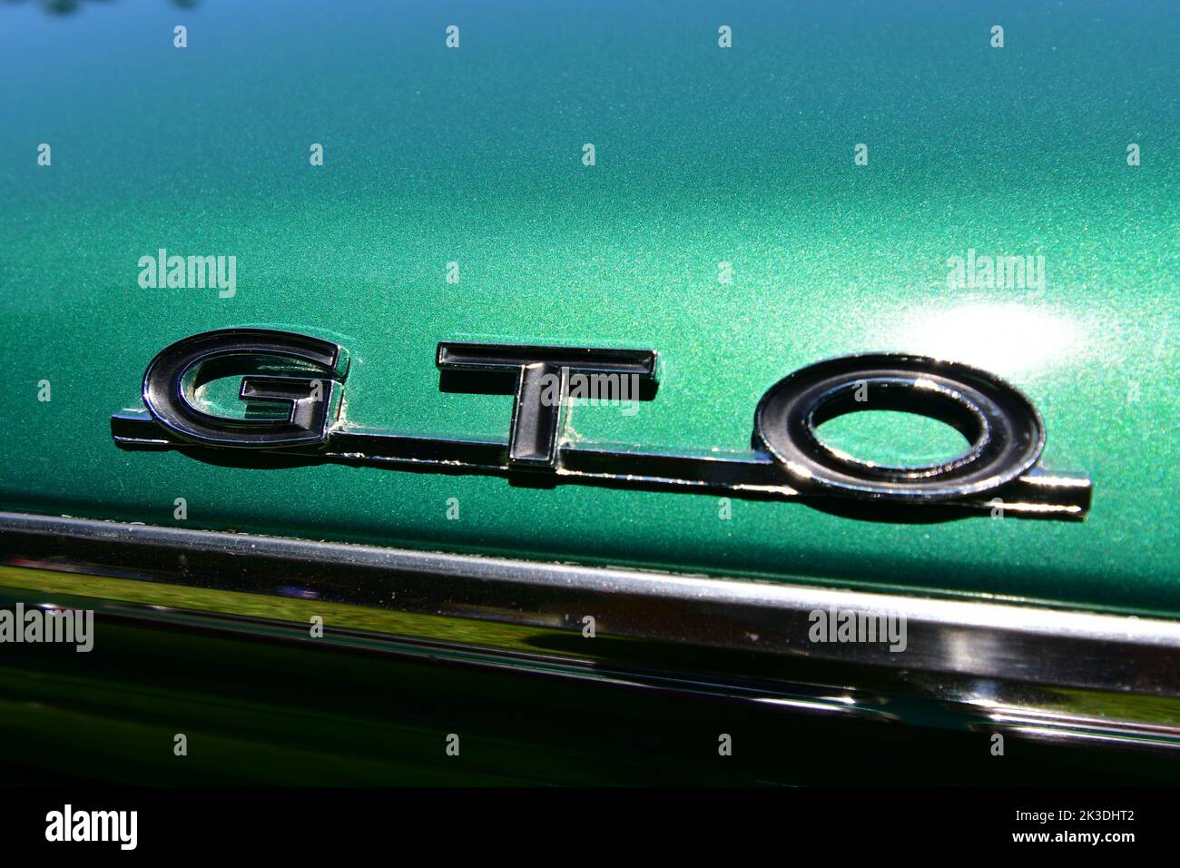 The Chrome car logos and emblems at the car show at Holiday Camplands ...