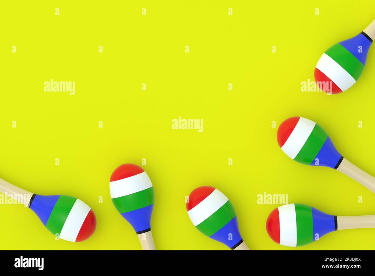 Mexican colorful maracas on yellow background. National musical ...