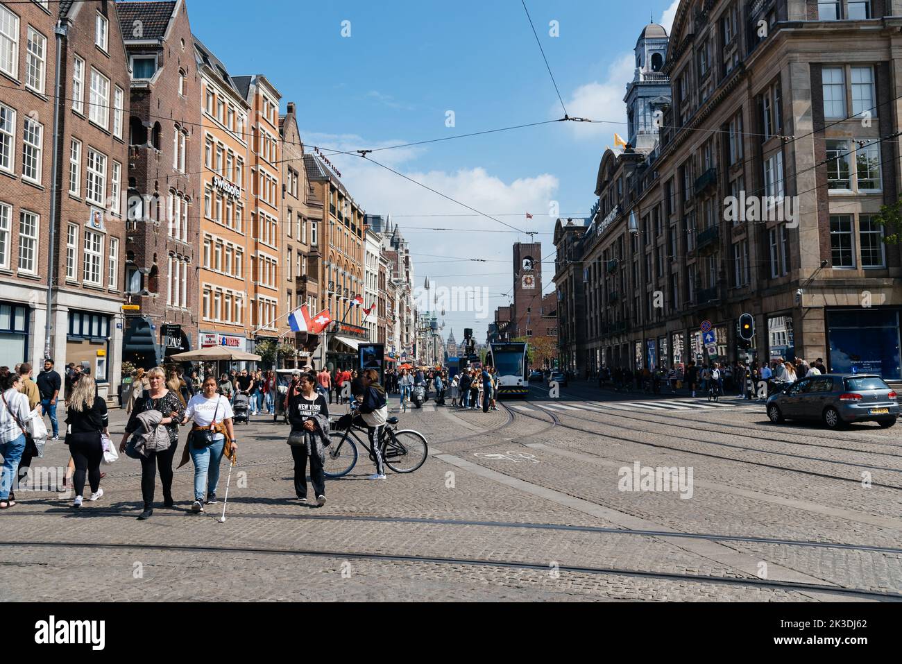 Amsterdam, Netherlands - May 7, 2022: Crowd of people in Dam Square in ...