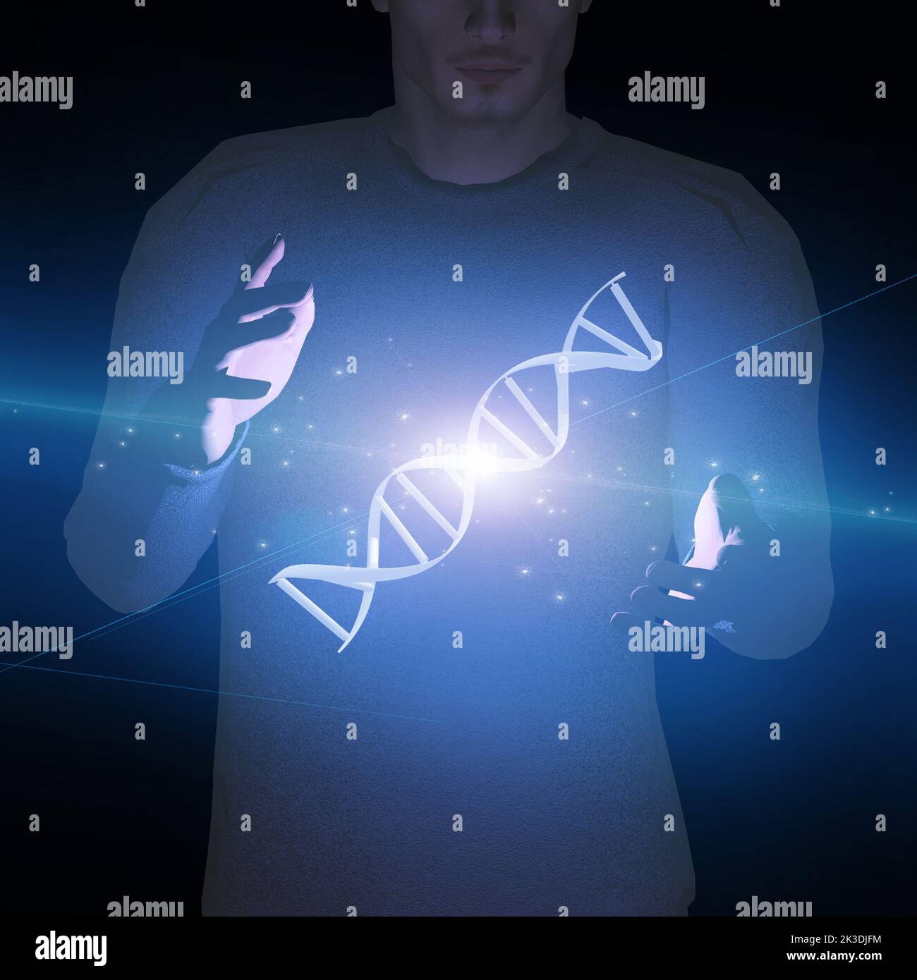 DNA Human Control. 3D rendering Stock Photo - Alamy