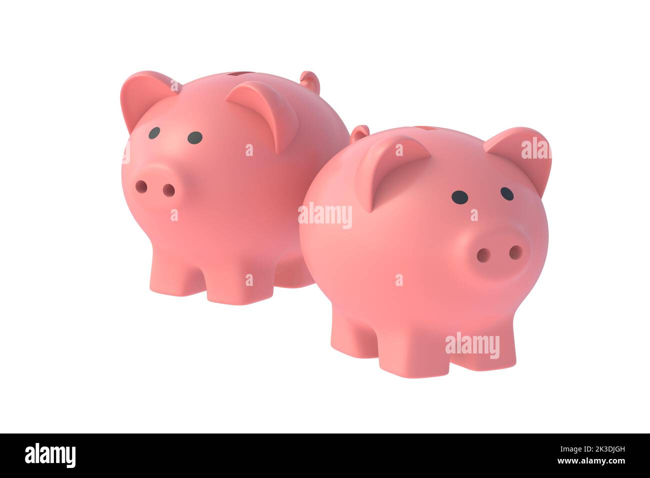 Two piggy banks isolated on white background. 3d render Stock Photo - Alamy