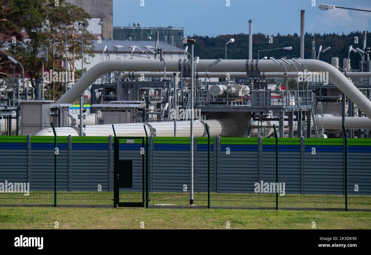 Lubmin, Germany. 26th Sep, 2022. Pipe systems and shut-off devices at ...