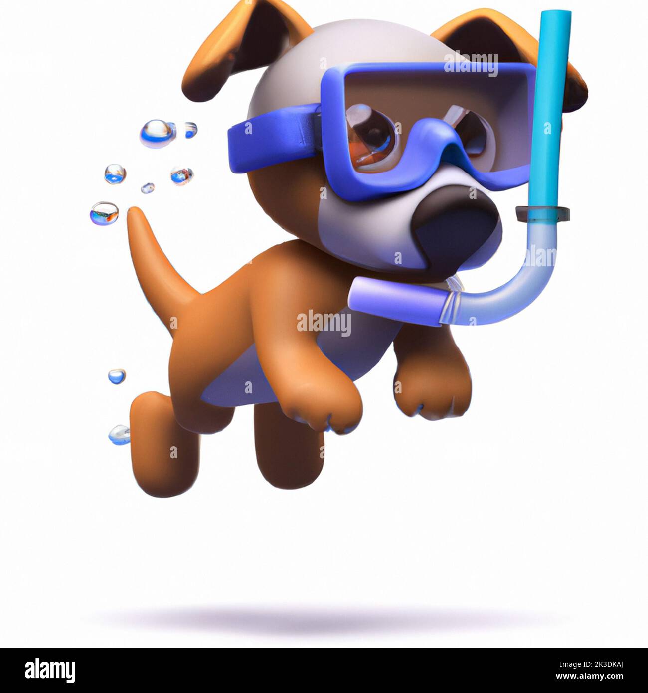 3d render of a dog scuba diving illustration Stock Photo - Alamy