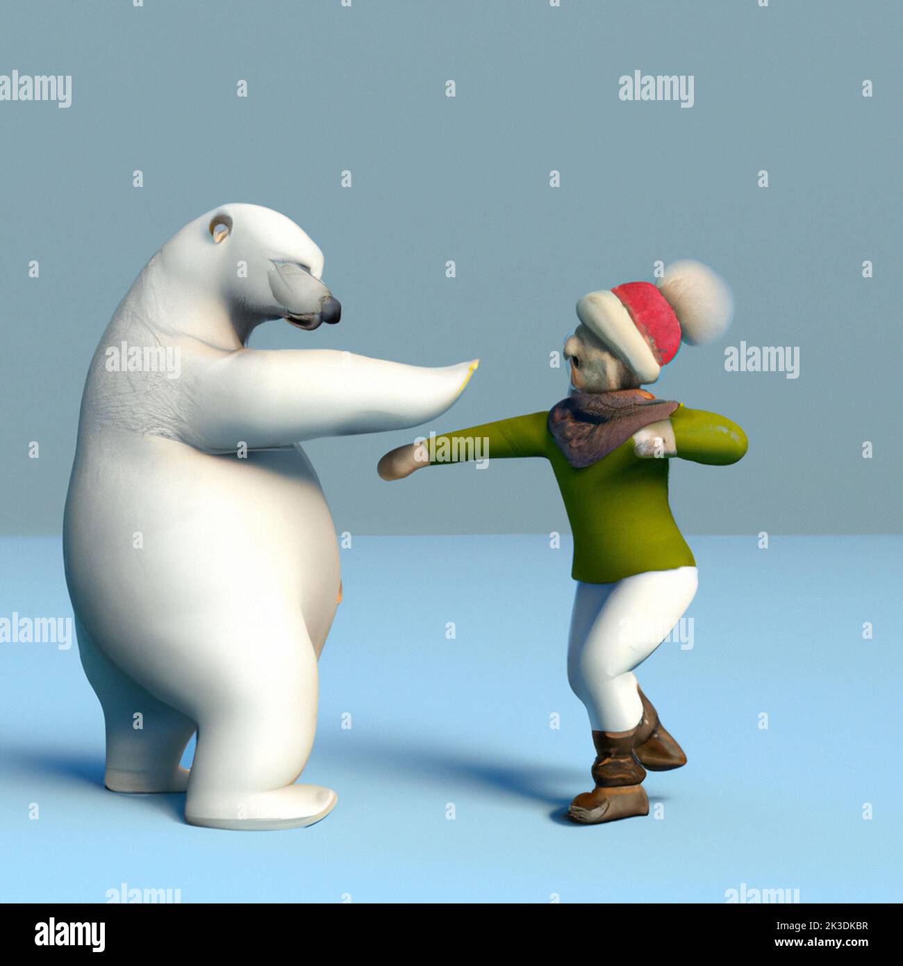 polar bear dancing with human at north pole Stock Photo - Alamy
