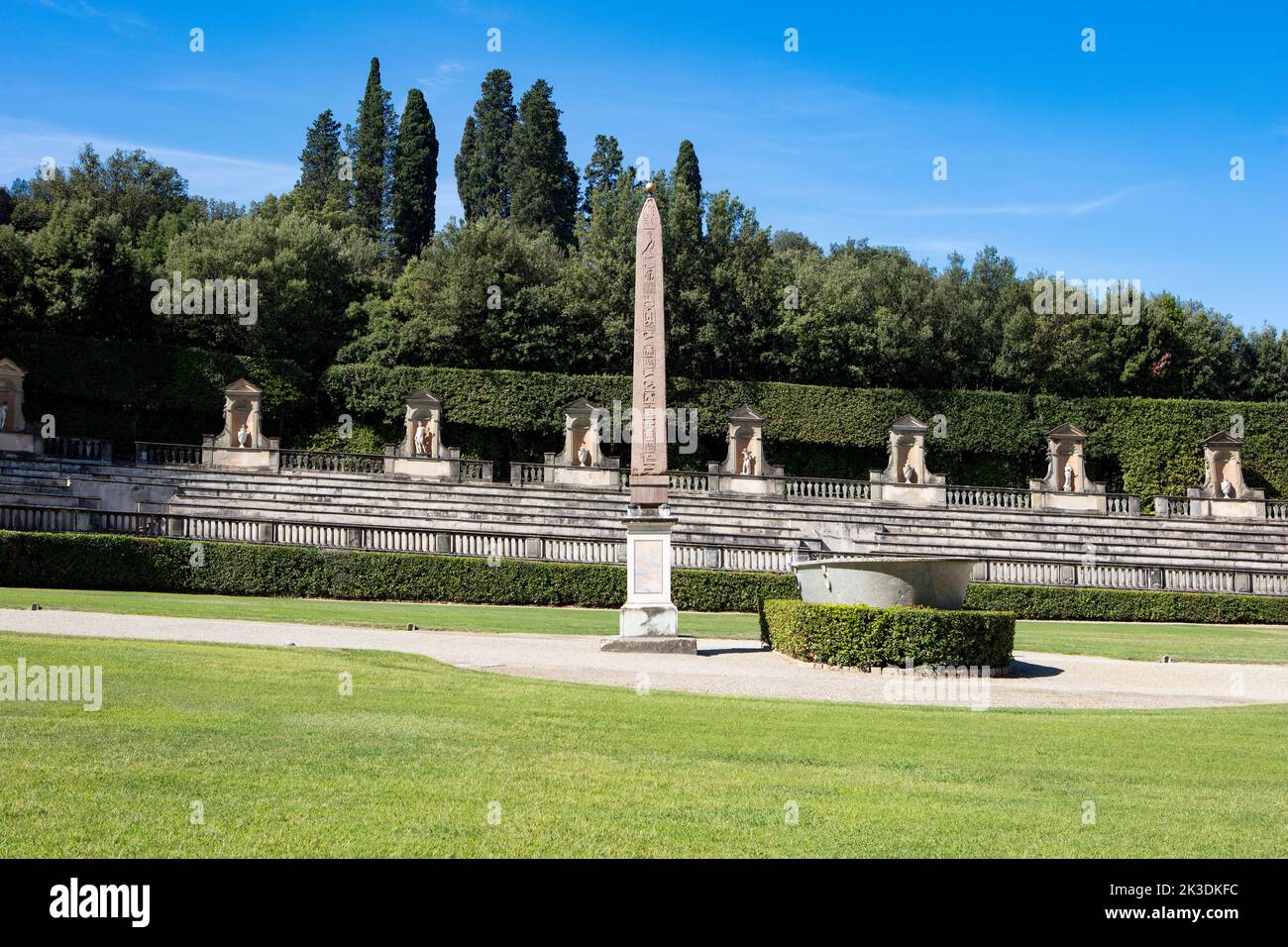 The obelisk of Ramesses II in the amphitheatre of the Boboli Gardens ...