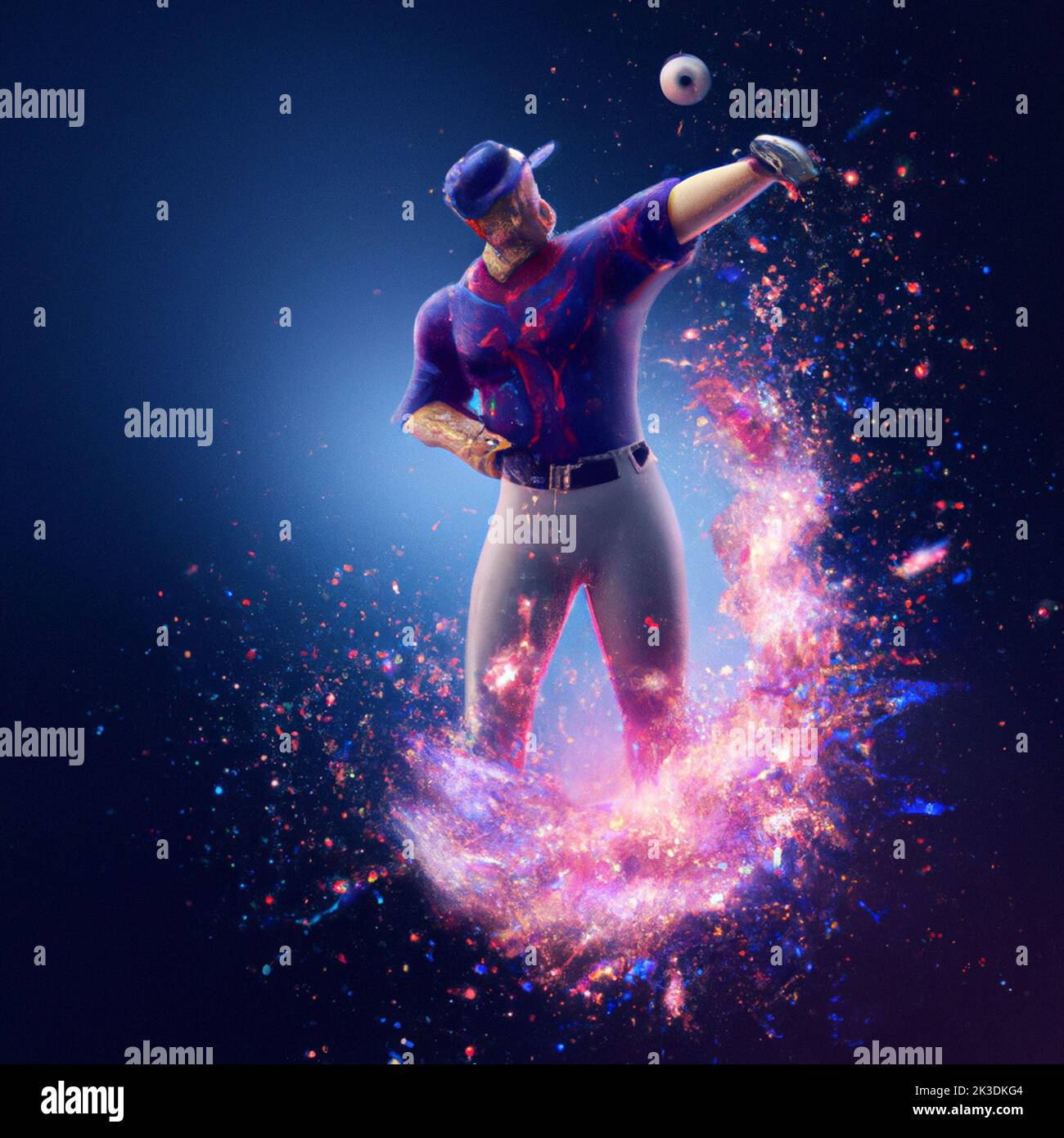 a baseball player swinging the ball hitting with the club, depicted as ...